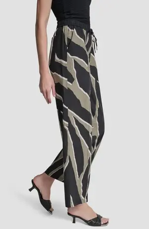 Dkny Print Linen Blend Drawstring Pants