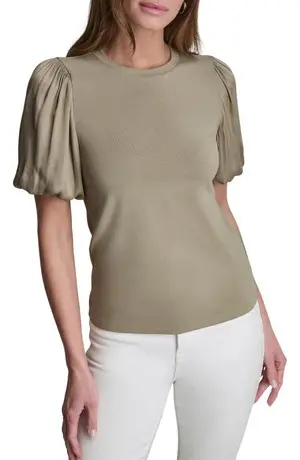 Dkny Mixed Media Top - Light Fatigue