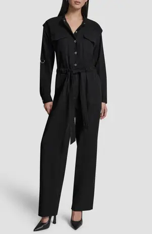 Dkny Long Sleeve Jumpsuit - Black