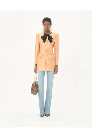 Valentino Garavani Shantung Caban With Satin Edges And Bow - Black