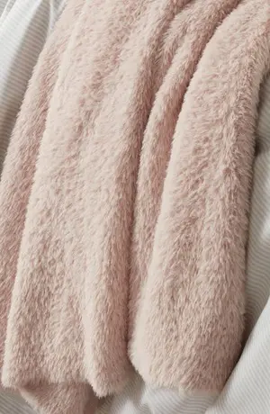 Nordstrom Nestle Faux Fur Throw Blanket - Pink Sepia