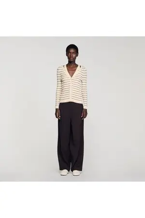 Sandro Striped Ribbed Cardigan