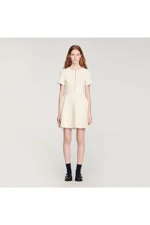 Sandro Pointelle Knit Mini Dress