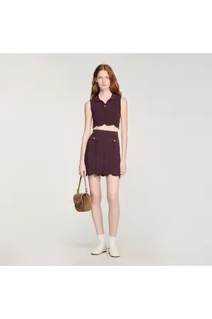 Sandro Mini Decorative Knit Skirt - Brown