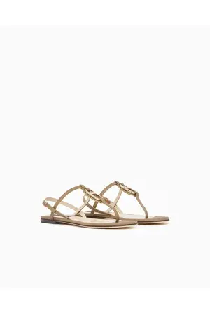 Giorgio Armani Leather Thong Sandals - Gold