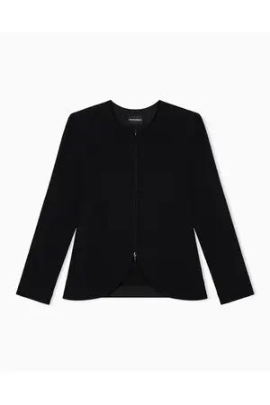 Emporio Armani Tubular Embossed Jersey Jacket - Black