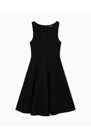 Emporio Armani Embossed Jersey Full Dress - Black