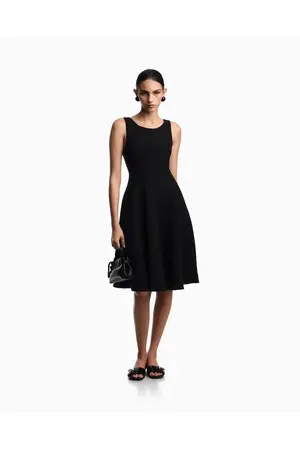 Emporio Armani Embossed Jersey Full Dress - Black