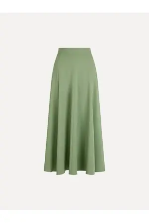 Oscar De La Renta Silk Georgette Midi Skirt - Green