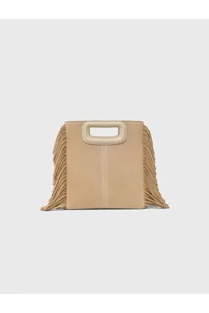 Maje Maje Suede M Bag With Fringe Detailing - Natural