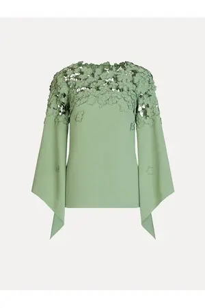 Oscar De La Renta Appliqué Lattice Blouse - Floral