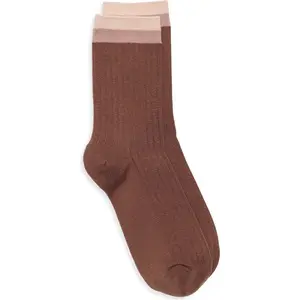 Nordstrom Tipped Wide Rib Dress Socks - Brown Nut