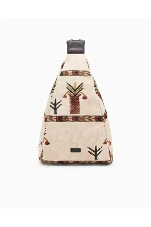 Giorgio Armani Printed Fabric Backpack Sack - Beige