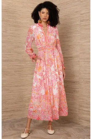 Hale Bob Bertille Chiffon Maxi Dress - Pink