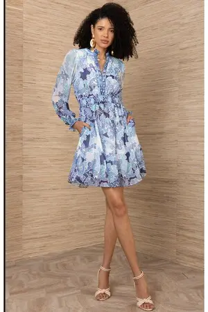 Hale Bob Bertille Chiffon Dress - Blue