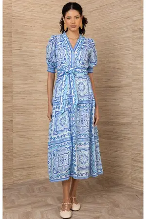 Hale Bob Bess Linen Maxi Dress - Blue