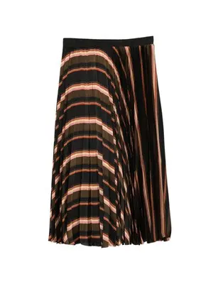 Sacai Striped Pleated Midi Skirt