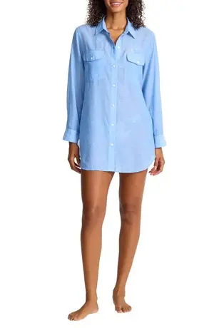 Tommy Bahama Cotton Voile Cover-up Boyfriend Shirt - Mountain Bluebell