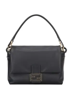 Fendi Mamma Baguette Medium Leather Handbag - Black