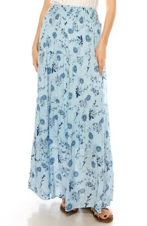 A COLLECTIVE STORY Floral Maxi Skirt - Bellad Blue