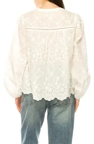 A COLLECTIVE STORY Floral Eyelet Button-up Top