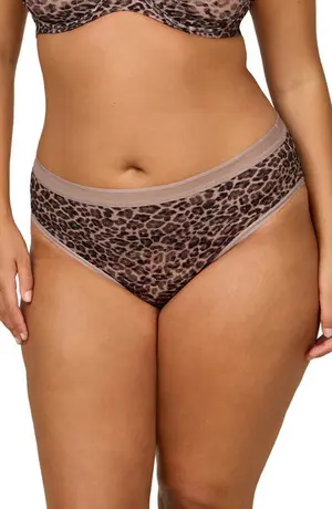 CURVY COUTURE No-show Lace High Cut Panties - Leopard Lush