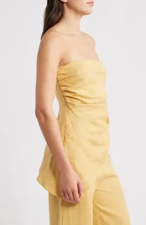 Faithfull The Brand Nera Strapless Asymmetric Hem Top - Marigold