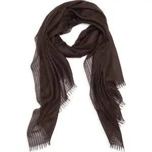 Nordstrom Striped Silk & Cashmere Scarf - Brown