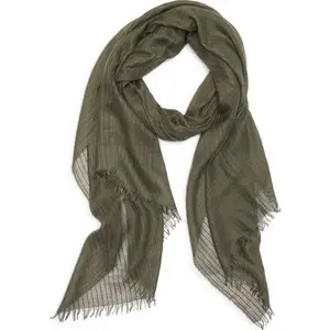 Nordstrom Striped Silk & Cashmere Scarf - Olive