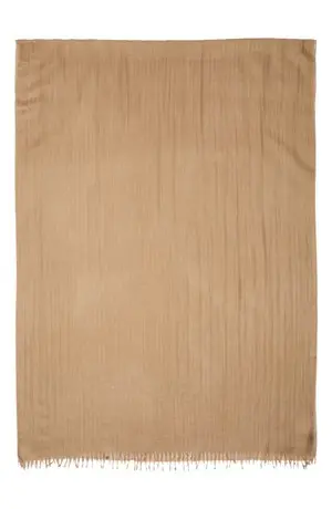 Nordstrom Striped Silk & Cashmere Scarf - Tan
