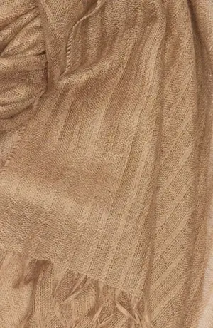 Nordstrom Striped Silk & Cashmere Scarf - Tan