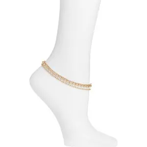 OPEN EDIT Triple Layer Bead Chain Anklet - Gold