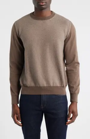 Canali Cotton Crewneck Sweater - Brown