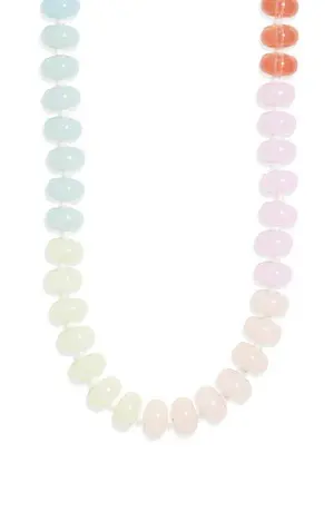 Nordstrom 12mm Beaded Necklace Pastel Multi- Gold