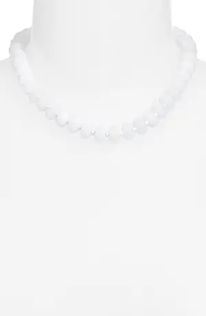 Nordstrom 12mm Beaded Necklace - White- Gold
