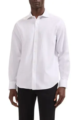 Bugatchi Axel Trim Fit Check Jacquard Cotton Button-up Shirt - White
