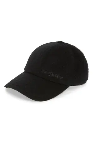 Saint Laurent Signature Vintage Cashmere Baseball Cap - Black