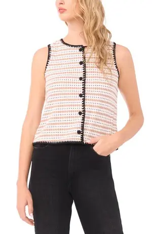 CECE DUPRAZ Diamond Crochet Stretch Knit Vest - Toffee