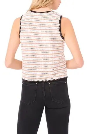 CECE DUPRAZ Diamond Crochet Stretch Knit Vest