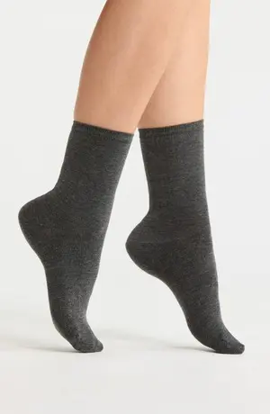 Nordstrom Solid Flat Knit Dress Socks - Charcoal Heather