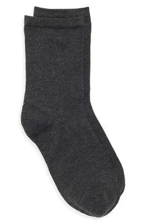 Nordstrom Solid Flat Knit Dress Socks - Charcoal Heather