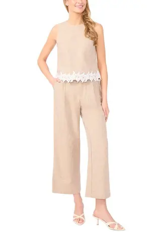 CECE DUPRAZ Tie Waist Wide Leg Ankle Pants