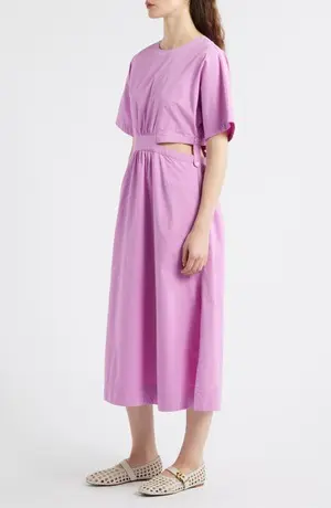 FRNCH Mavera Cutout Poplin Midi Dress