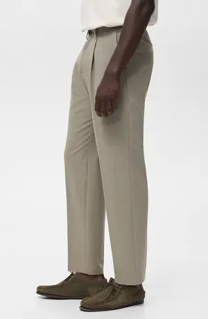 Mango Pleated Fluid Straight Leg Pants