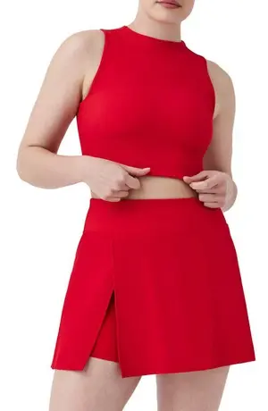 Spanx Contour Rib Mock Neck Crop Tank - Spanx Red