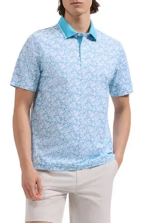 Bugatchi Vidal Ooohcotton® Watercolor Floral Polo - Teal