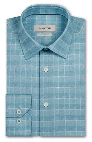 Bugatchi James Ooohcotton® Check Print Button-up Shirt - Teal