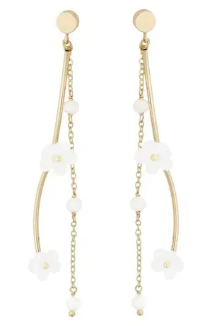 PANACEA Flower Linear Drop Earrings - White