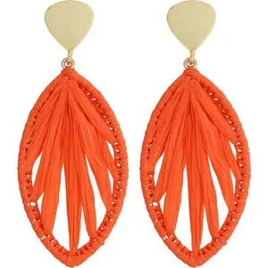 PANACEA Rattan Marquise Drop Earrings - Orange
