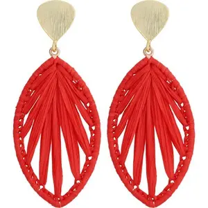 PANACEA Rattan Marquise Drop Earrings - Red